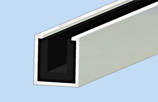 420: Rigid aluminium window channel - For 6mm glass, 14mm x 15mm ...